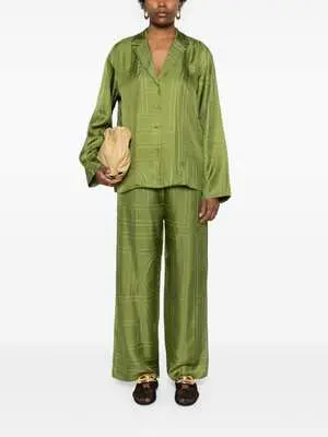 TOTEME Monogram Silk Trousers - Green
