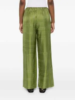 TOTEME Monogram Silk Trousers - Green