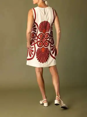 La DoubleJ Medallion Geometric-print Dress - White