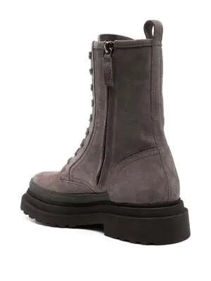 Brunello Cucinelli Monili-detail Suede Boots - Grey