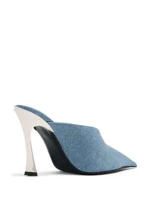 MUGLER Denim Pointed Toe Mules