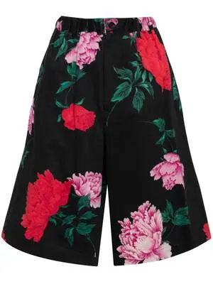 YOHJI YAMAMOTO Yohji Yamamoto Floral-Print Wide-Leg Shorts