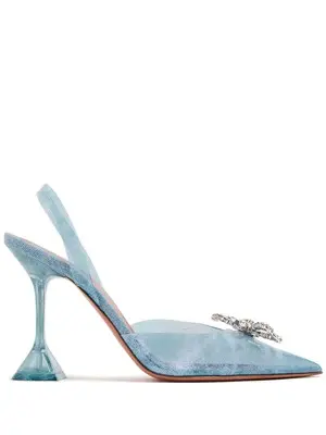Amina Muaddi 95mm Bow-detail Pumps - Blue