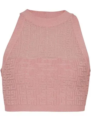 Balmain Monogram Knitted Top - Pink