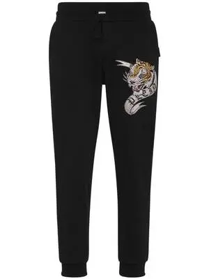 Philipp Plein Tiger-appliqué Drawstring Track Pants