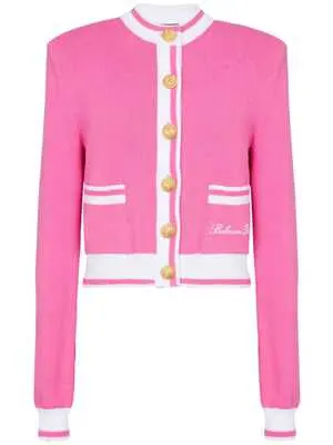 Balmain Embroidered-logo Knit Cardigan