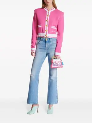 Balmain Embroidered-logo Knit Cardigan