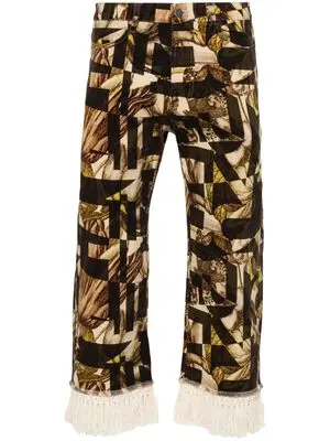 PIERRE-LOUIS MASCIA Floral-patterned Tapered Jeans - Neutrals