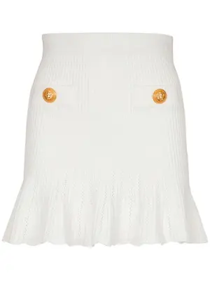 Balmain Peplum-hem Knit Mini Skirt