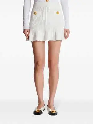 Balmain Peplum-hem Knit Mini Skirt