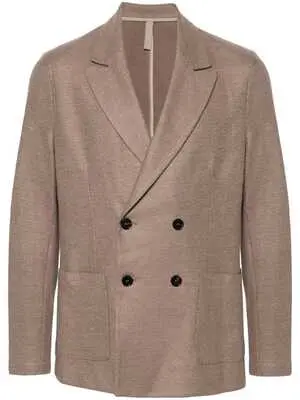 Harris Wharf London Honeycomb-knit Double-breasted Blazer - Brown