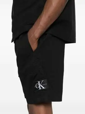 Calvin Klein Logo-patch Twill Bermuda Shorts - Black