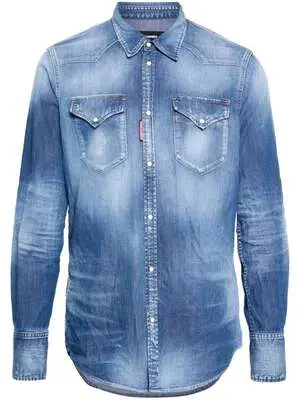 Dsquared2 Stonewashed Denim Shirt - Blue