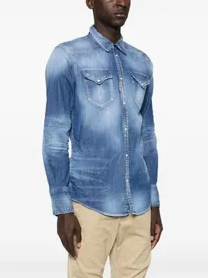 Dsquared2 Stonewashed Denim Shirt - Blue