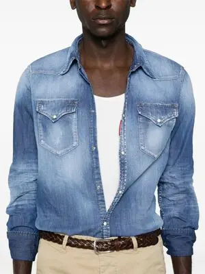 Dsquared2 Stonewashed Denim Shirt - Blue