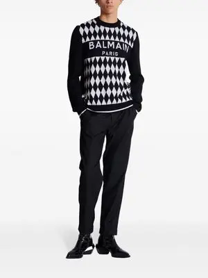 Balmain Paris Diamond Wool Jacquard Jumper