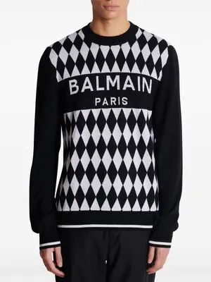 Balmain Paris Diamond Wool Jacquard Jumper