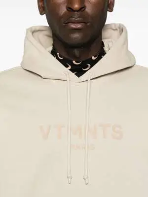 VTMNTS Logo-print Cotton Hoodie - Neutrals