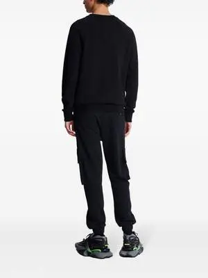 Balmain Logo Print Cotton Sweatshirt - Black