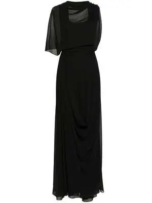 GEMY MAALOUF Crepe De Chine Single-sleeve Draped Gown
