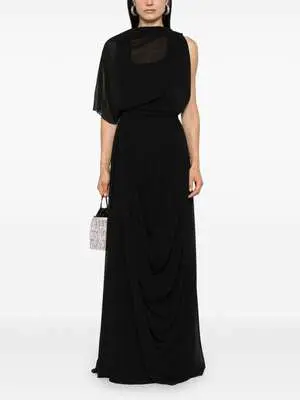 GEMY MAALOUF Crepe De Chine Single-sleeve Draped Gown