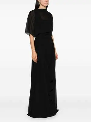 GEMY MAALOUF Crepe De Chine Single-sleeve Draped Gown