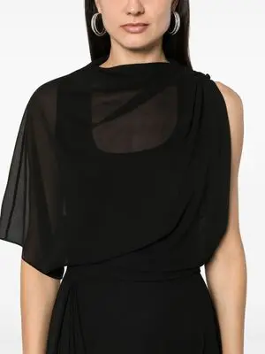 GEMY MAALOUF Crepe De Chine Single-sleeve Draped Gown