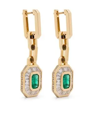Shay 18k Yellow Emerald And Diamond Drop Earrings - Gold