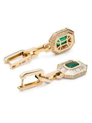 Shay 18k Yellow Emerald And Diamond Drop Earrings - Gold