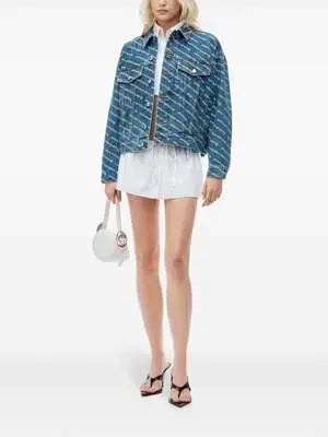 Alexander Wang Logo-print Denim Trucker Jacket - Blue