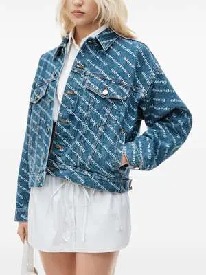 Alexander Wang Logo-print Denim Trucker Jacket - Blue
