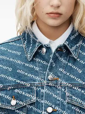 Alexander Wang Logo-print Denim Trucker Jacket - Blue