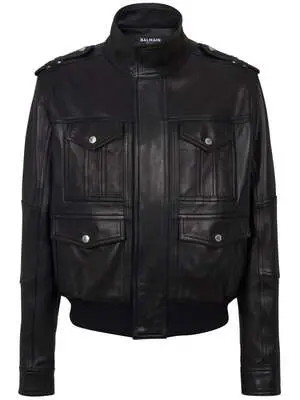 Balmain Long-sleeve Leather Jacket