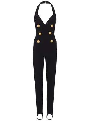Balmain Halterneck Crepe Jumpsuit - Black