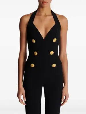 Balmain Halterneck Crepe Jumpsuit