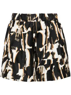 Asceno Zurich Abstract-print Silk Shorts - Black