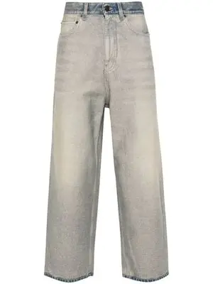 Balenciaga Logo-patch Faded Tapered Jeans