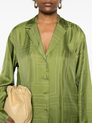 TOTEME Monogram Silk Shirt - Green