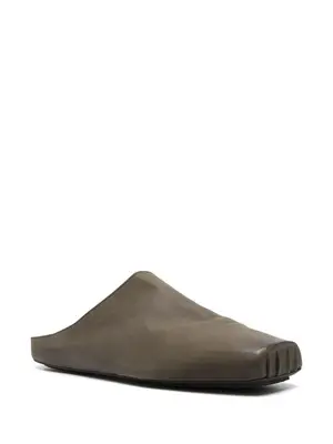UMA WANG Square-toe Leather Slippers - Green