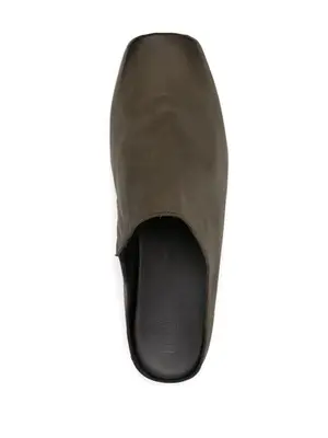UMA WANG Square-toe Leather Slippers - Green