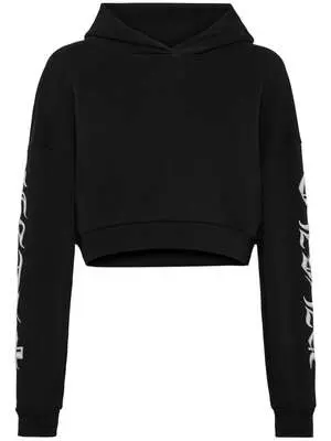 Philipp Plein Logo-embroidered Cropped Hoodie