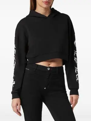 Philipp Plein Logo-embroidered Cropped Hoodie