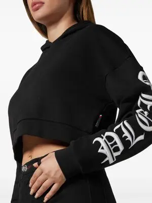 Philipp Plein Logo-embroidered Cropped Hoodie