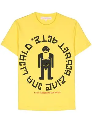 WALTER VAN BEIRENDONCK Logo Print Cotton T-shirt - Yellow