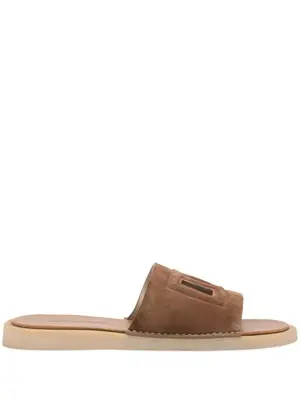 Dolce & Gabbana Cut-out Suede Slides - Brown