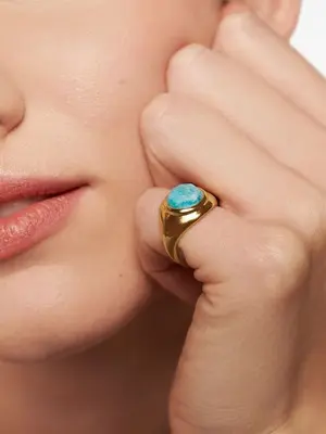 Monica Vinader Eclipse Amazonite Signet Ring - Gold