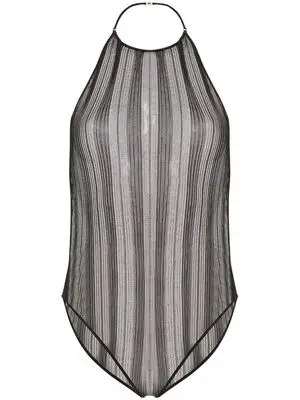 Saint Laurent Halterneck Striped Bodysuit
