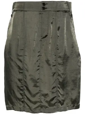 Saint Laurent Satin Mini Skirt - Green