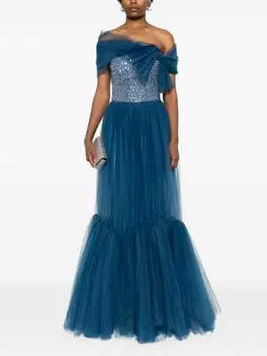 GEMY MAALOUF Off-shoulder Tulle Maxi Dress