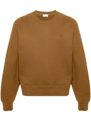 Saint Laurent Logo-embroidered Cotton Sweatshirt - Brown